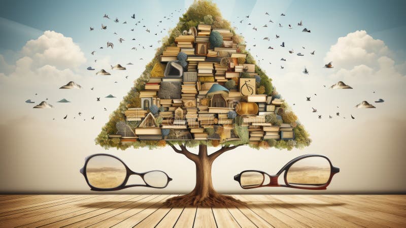 Knowledge is Power Tree of Knowledge Growing Inside, Reading Glasses ...