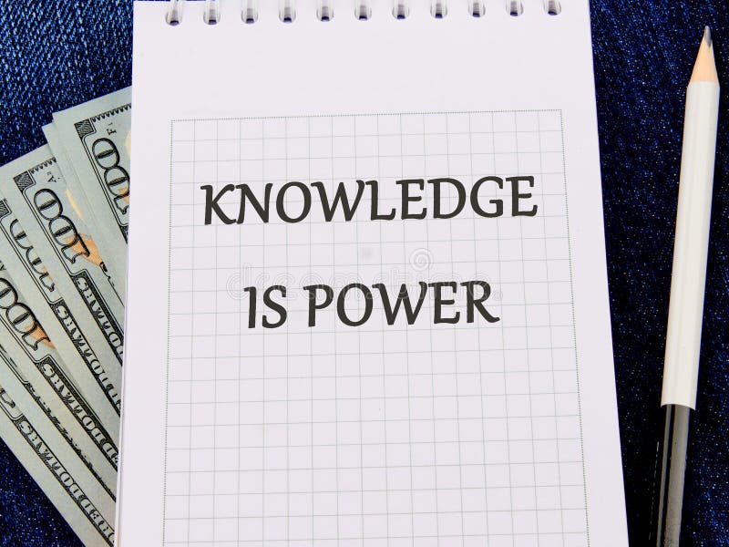 KNOWLEDGE is POWER Words on a Piece of Paper on Dollar Bills Stock ...