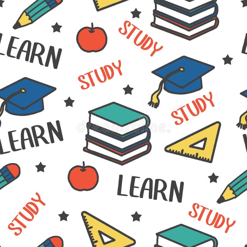 Knowledge Quest Seamless School Theme Pattern Stock Vector ...