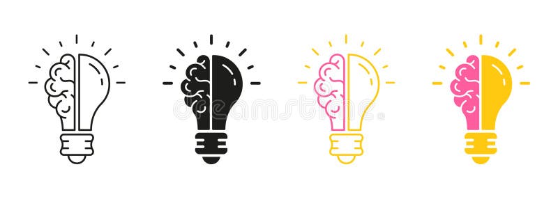 Knowledge, Smart Solution Line and Silhouette Color Icon Set. Light ... Knowledge, Smart Solution Line and Silhouette Color Icon Set. Light ...