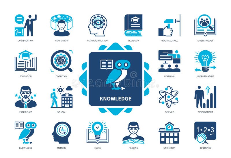 Knowledge solid icon set stock illustration. Illustration of symbol ...