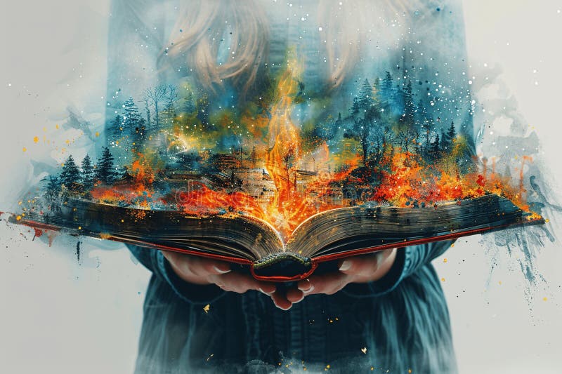 Knowledge Spreads: Open Book in Hands Stock Illustration - Illustration ...