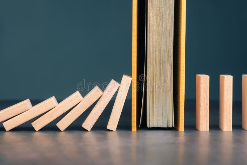 Knowledge Stops Domino Effect Stock Image - Image of book, prevent ...