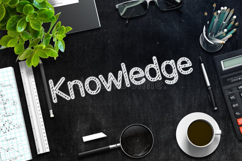 Knowledge - Text on Black Chalkboard. 3D Rendering. Stock Image - Image ...