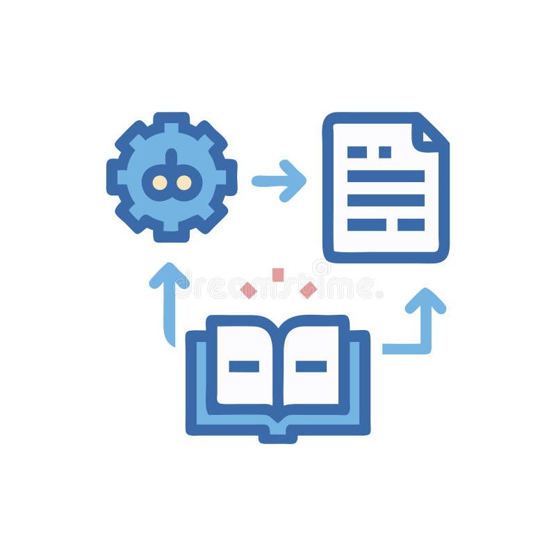 Knowledge Transformation Process Icon with Book Gear and Document Stock ...