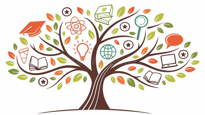 Knowledge Tree. Education Learning Network, Vector Design Generative AI ...