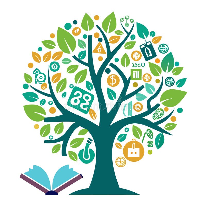 Knowledge Tree Growing from Open Book Pages Stock Illustration ...