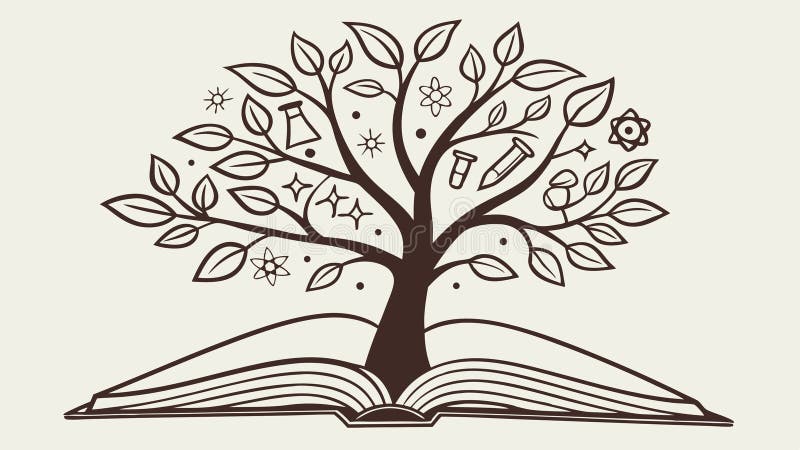 Knowledge Tree Growing from Open Book Pages Stock Illustration ...