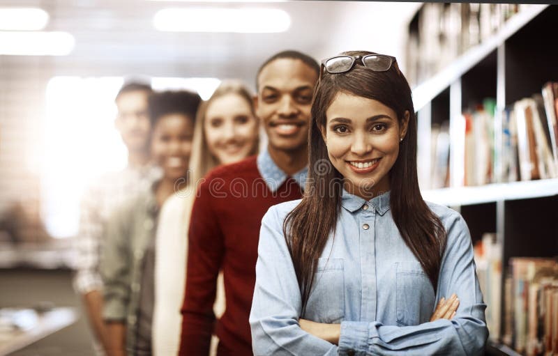Knowledge is Ultimate Power. Portrait of a Group of University Students ...