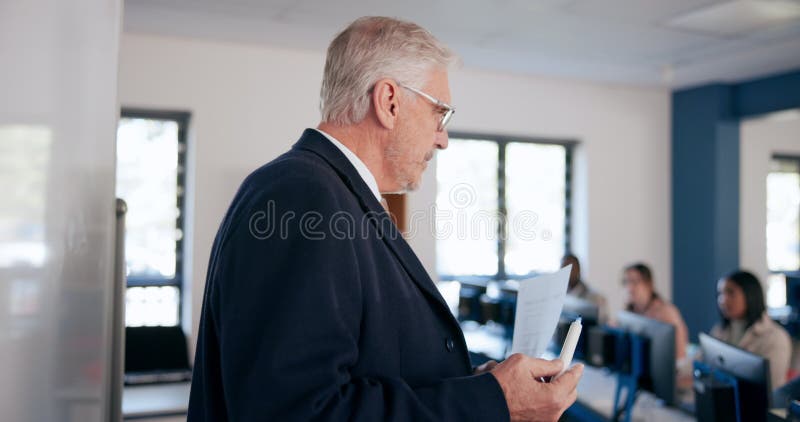 Knowledge, University Professor and Students in Classroom for Lecture and Learning in Science ...
