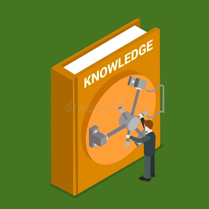 Knowledge Valuable Human Book Lock Flat 3d Isometric Vector Stock ...