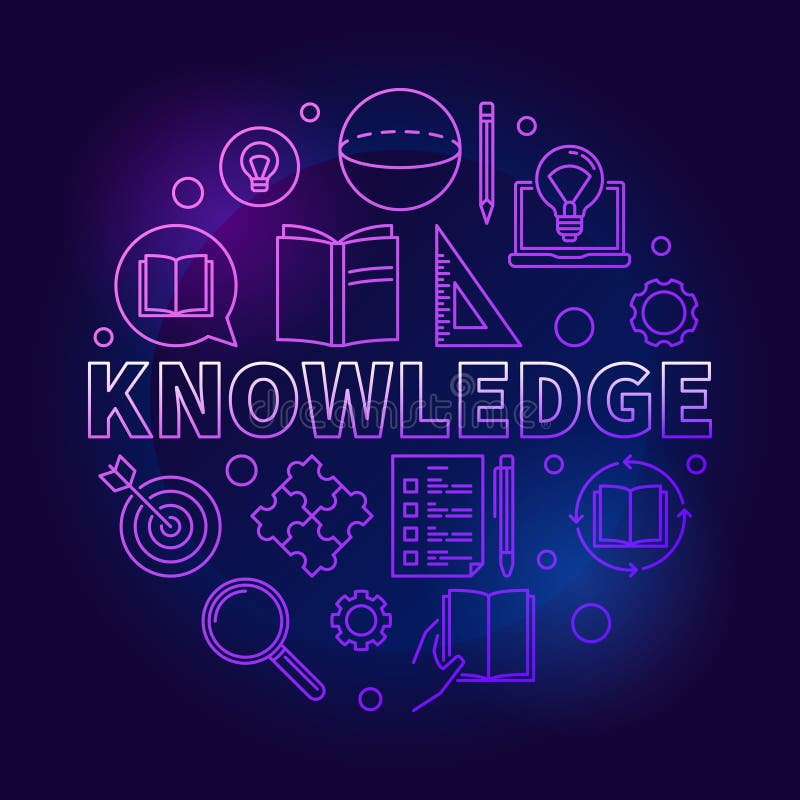 Knowledge Vector Round Illustration in Thin Line Style Stock Vector ...