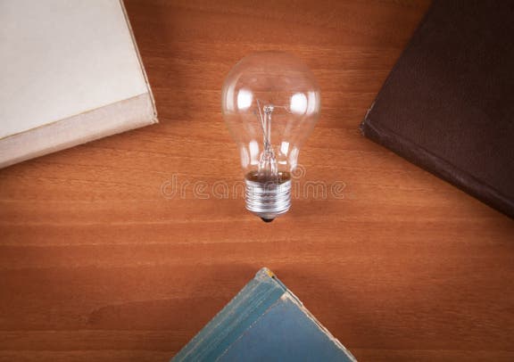 Knowledge and Wisdom, Light Bulb and Books Stock Image - Image of ...