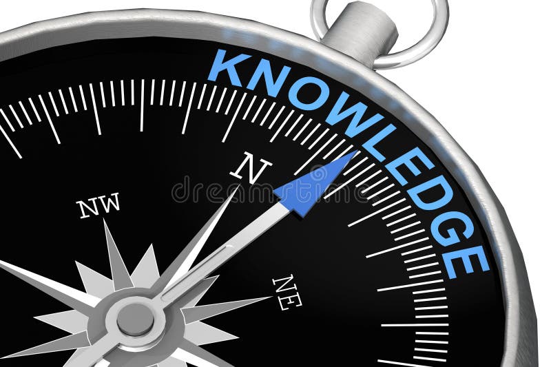 Knowledge Word on Black Compass Stock Illustration - Illustration of ...