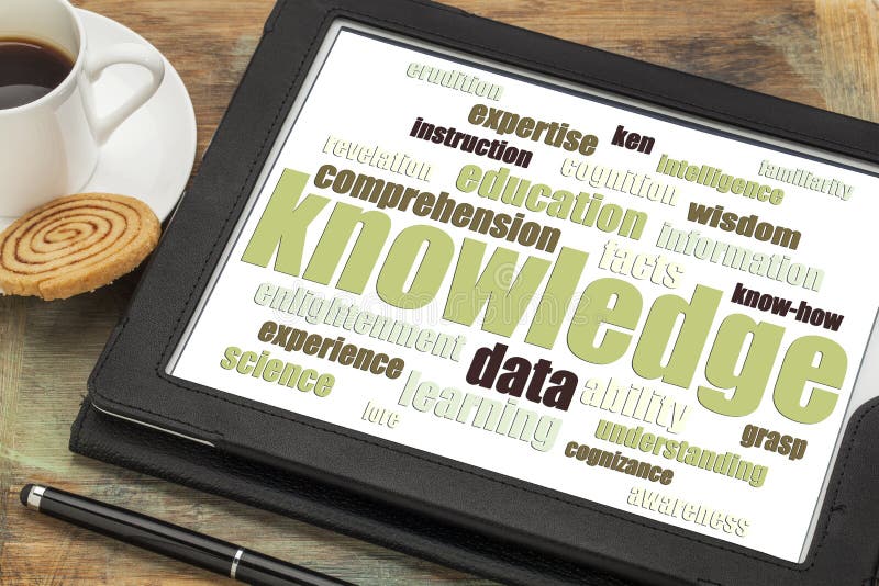 Knowledge Word Cloud on Tablet Stock Image - Image of concept ...