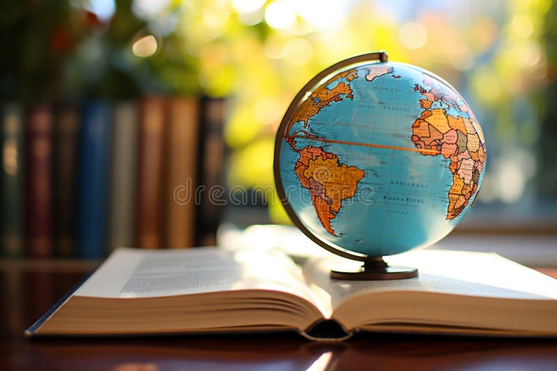 Knowledge Worldwide Earth Globe Paired with a Stack of Books Stock ...