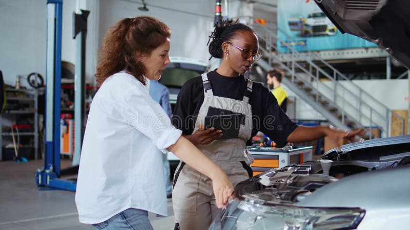 Employee Listens To Client Car Request Stock Footage - Video of repair ...