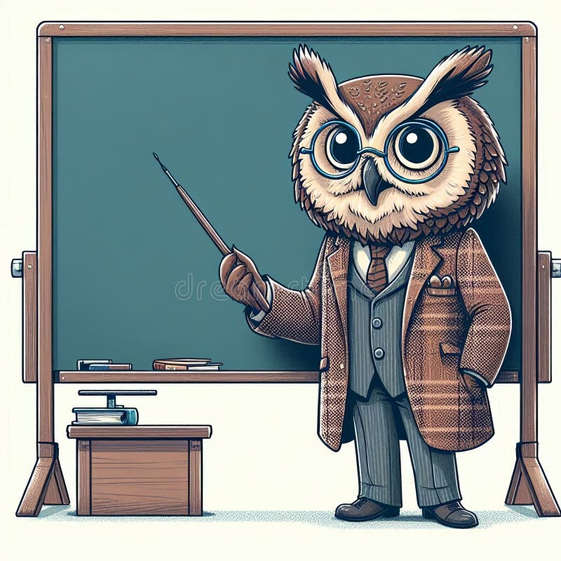 Knowledgeable Owl in Classic Attire Stock Illustration - Illustration ...
