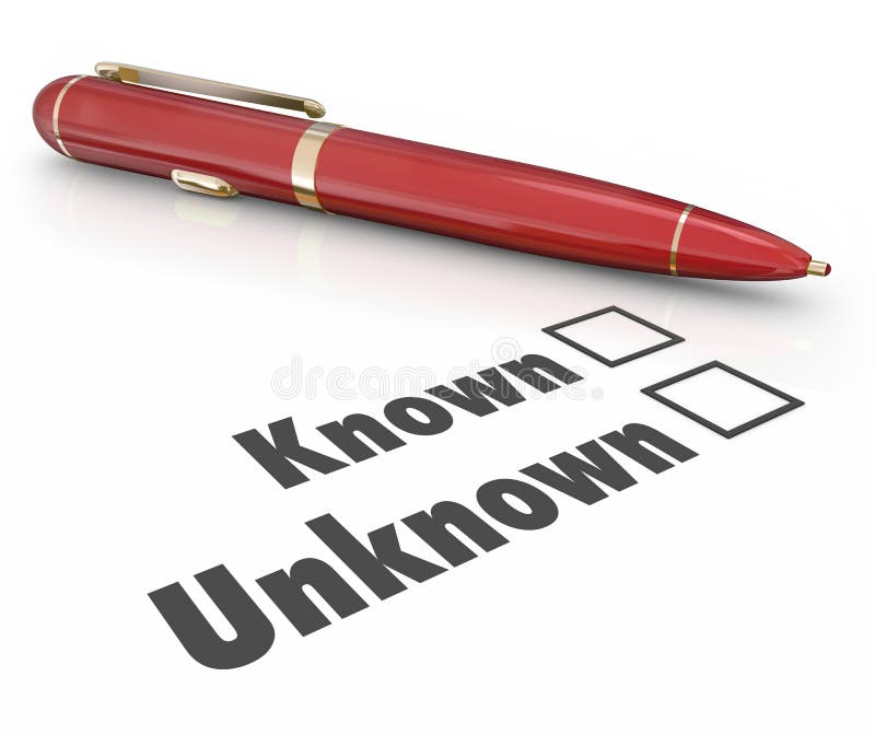Known Vs Unknown Check Boxes Pen Filling Out Form Answer Question Stock ...