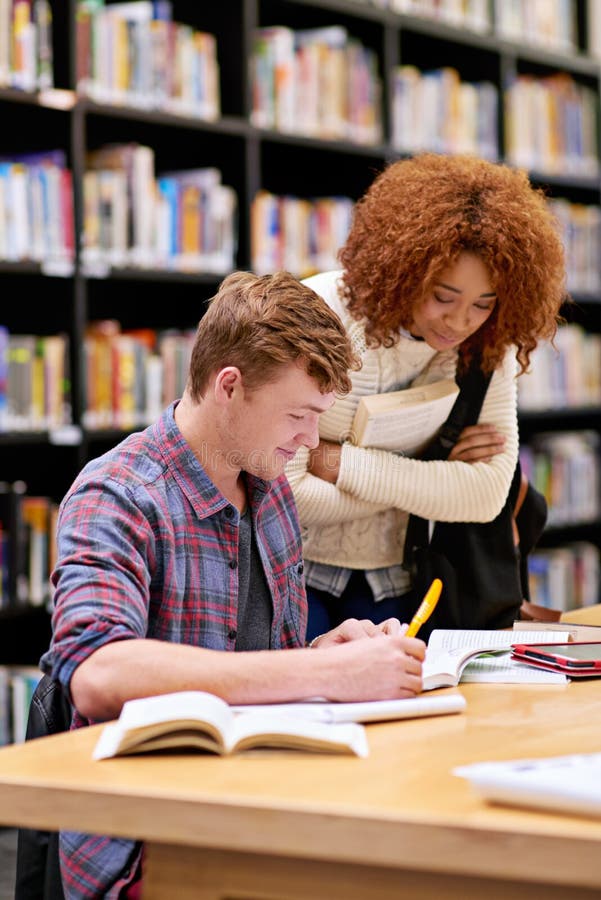 He Knows His Stuff. Students Studying in a College Library. Stock Image ...