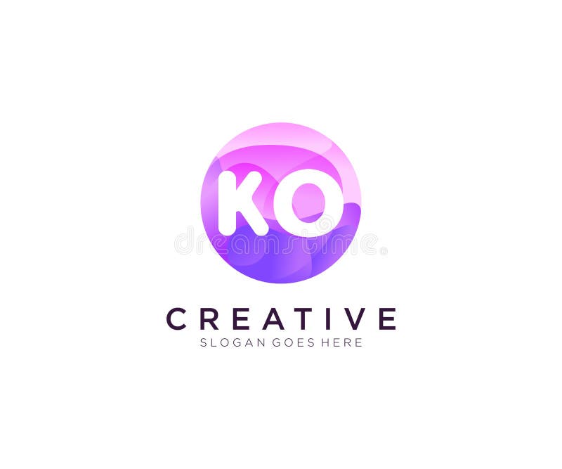 KO Initial Logo with Colorful Circle Template Vector Stock Vector ...