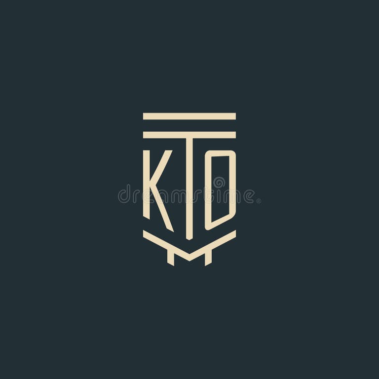 KO Initial Monogram with Simple Line Art Pillar Logo Designs Stock ...