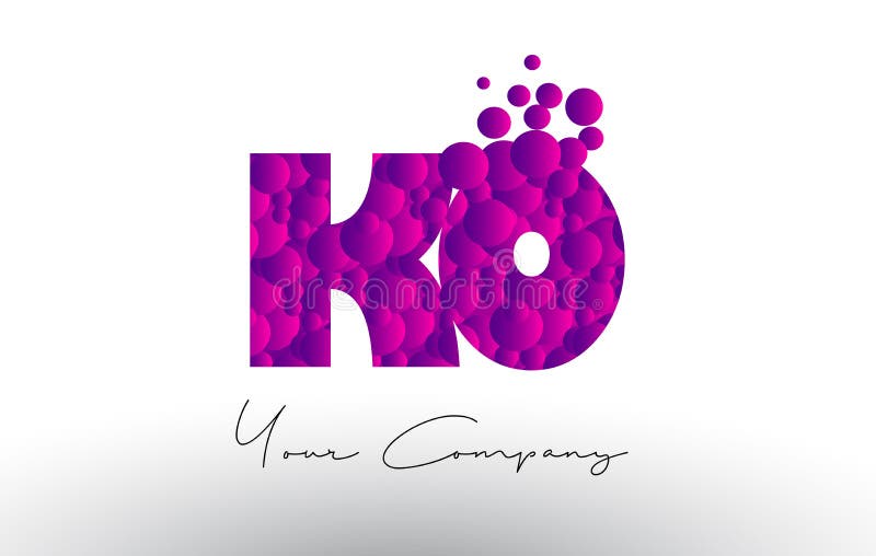 KO K O Dots Letter Logo with Purple Bubbles Texture. Stock Vector ...
