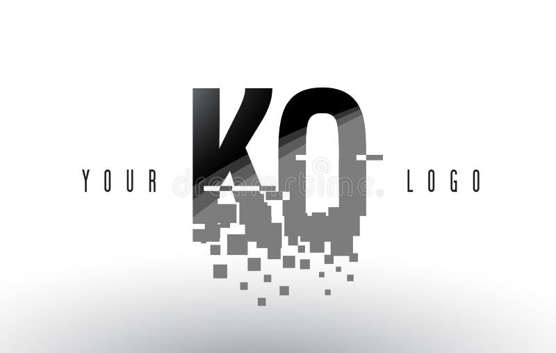 KO K O Pixel Letter Logo with Digital Shattered Black Squares Stock ...
