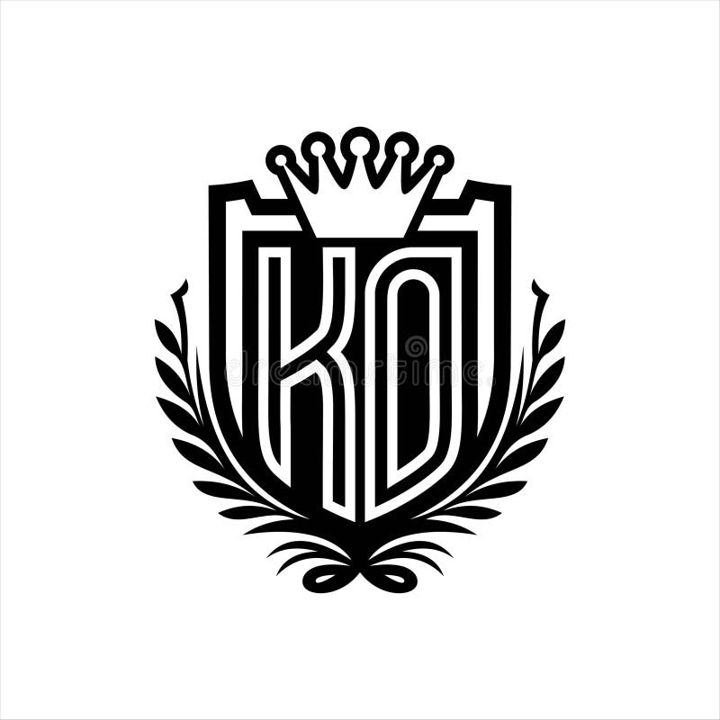 KO Logo Heraldic Shield Shape with Crown, Vintage Crest on White ...