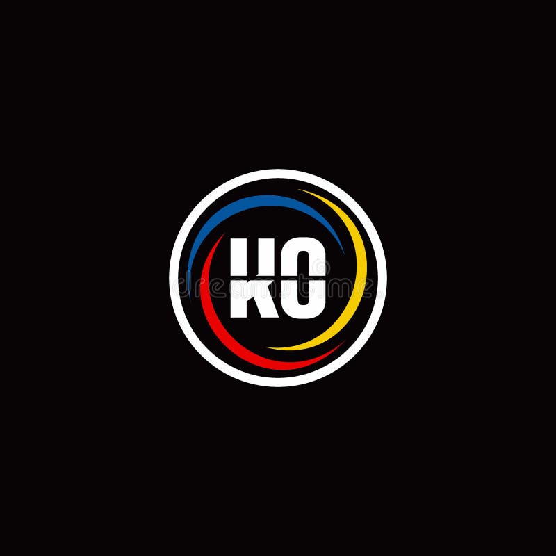 KO Monogram Logo Isolated on Circle Shape with 3 Slash Colors Rounded ...