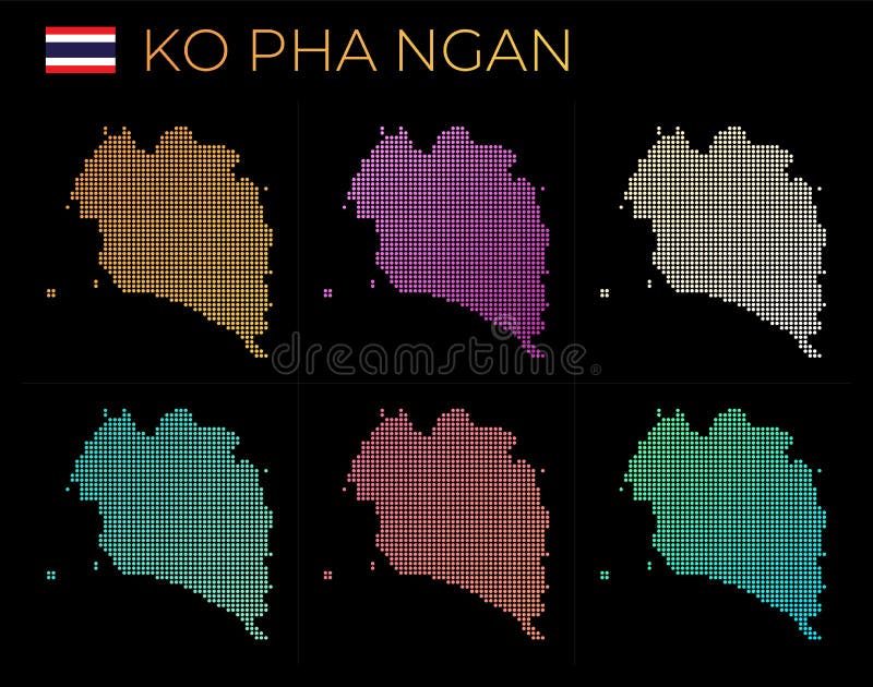 Ko Pha Ngan Dotted Map Set. Stock Vector - Illustration of continent ...
