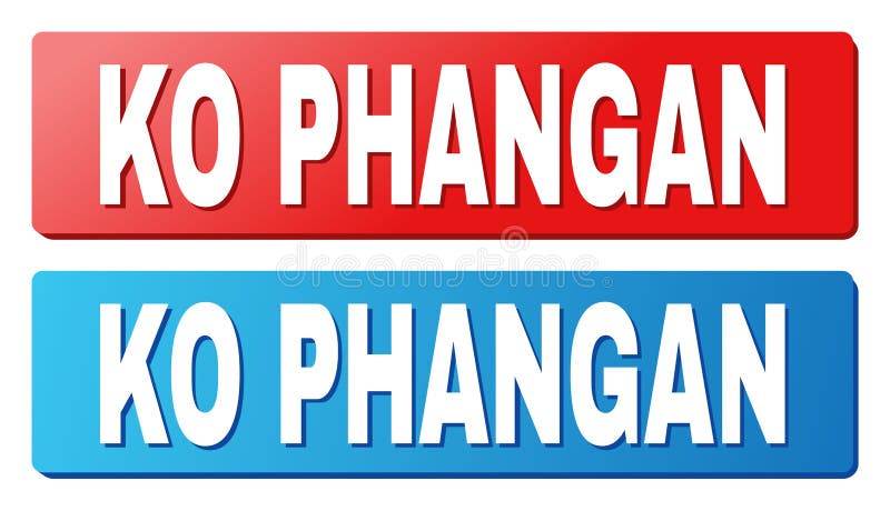 KO PHANGAN Text on Blue and Red Rectangle Buttons Stock Vector ...