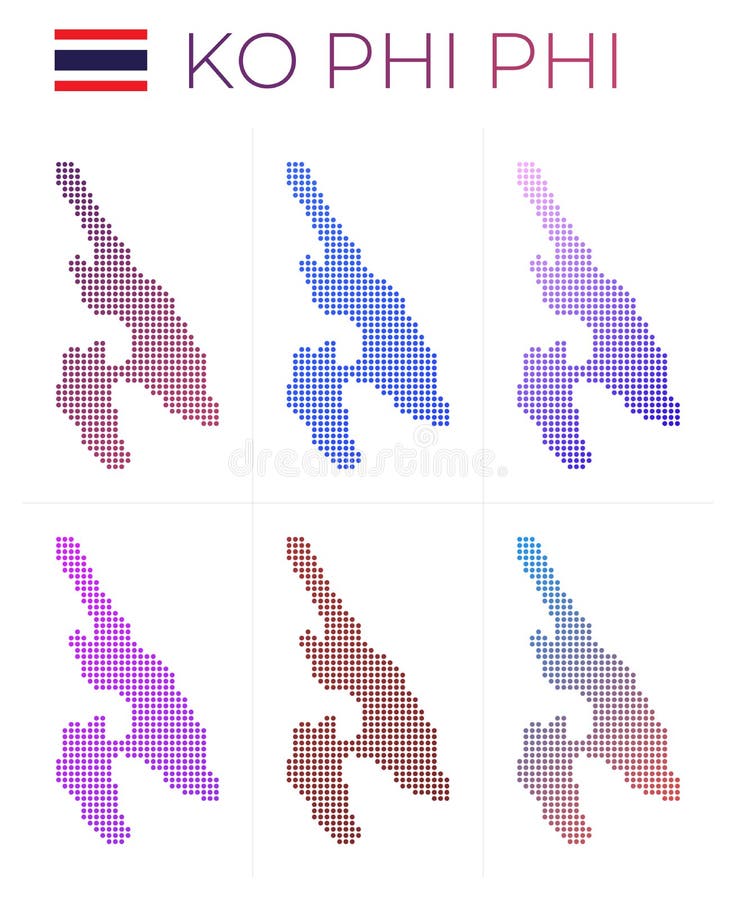 Ko Phi Phi dotted map set. stock vector. Illustration of graphic ...