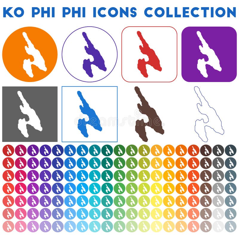 Ko Phi Phi Icons Collection. Stock Vector - Illustration of national ... Ko Phi Phi Icons Collection. Stock Vector - Illustration of national ...