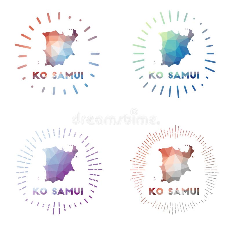 Ko Samui Low Poly Sunburst Set. Stock Vector - Illustration of border ...