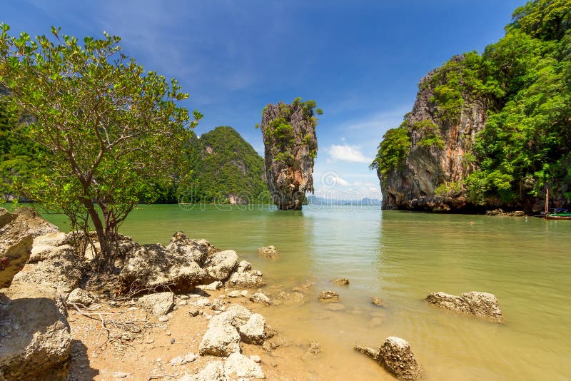 Ko Tapu on the James Bond Island in Thailand Stock Photo - Image of ...