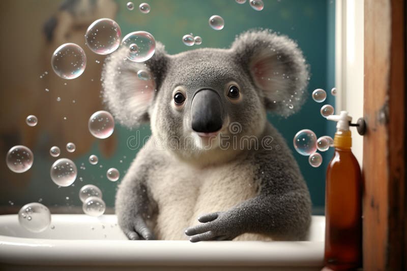 Koala in a Bathtub with Soap Bubbles and Foam AI Generated Content ...