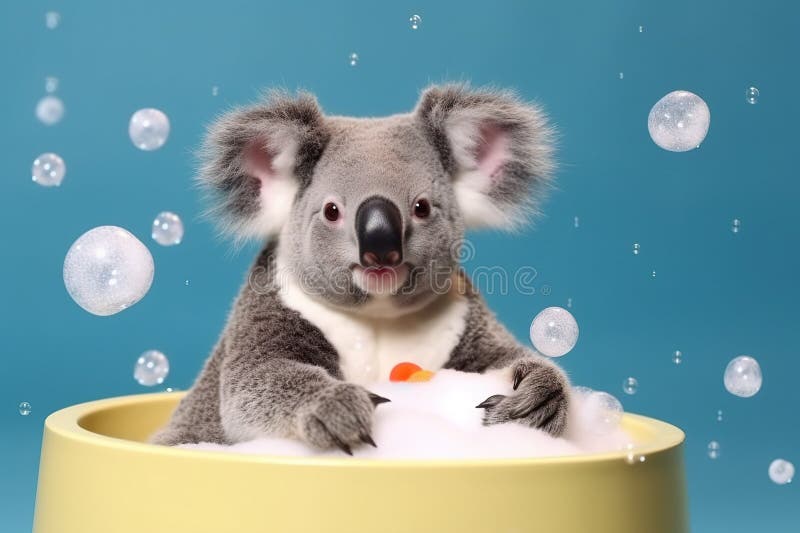 Koala in a Bathtub with Soap Bubbles and Foam. Generative AI Stock ...