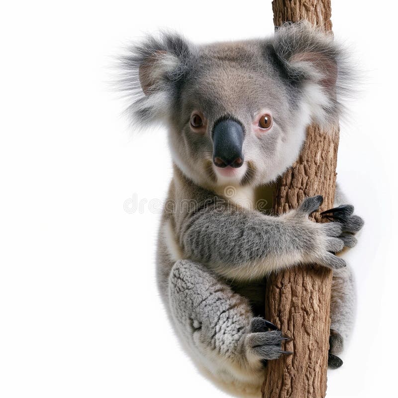 Koala bear climbing stock image. Image of creature, white - 308711549
