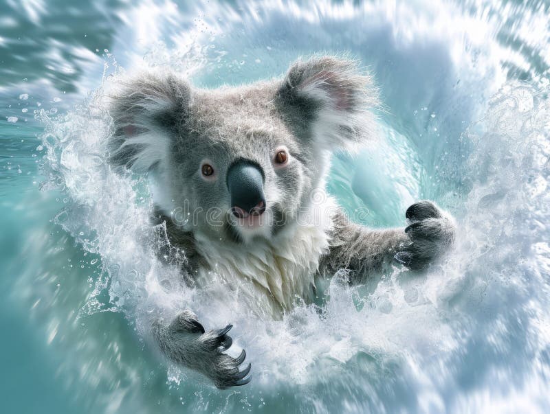 Koala Bear in Pool . AI Generative Stock Illustration - Illustration of ...