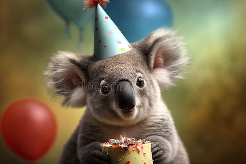Koala Celebrates Birthday Party Birthday Card AI Generated Content ...