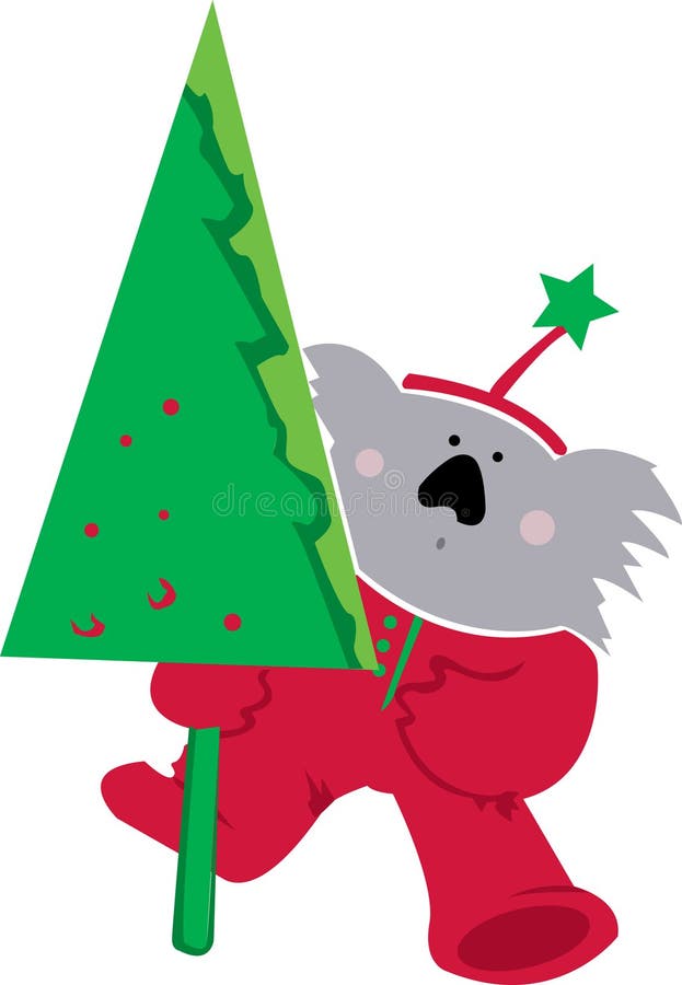 Koala Christmas. Happy Animals with Gift Boxes. Cute Merry Christmas ...