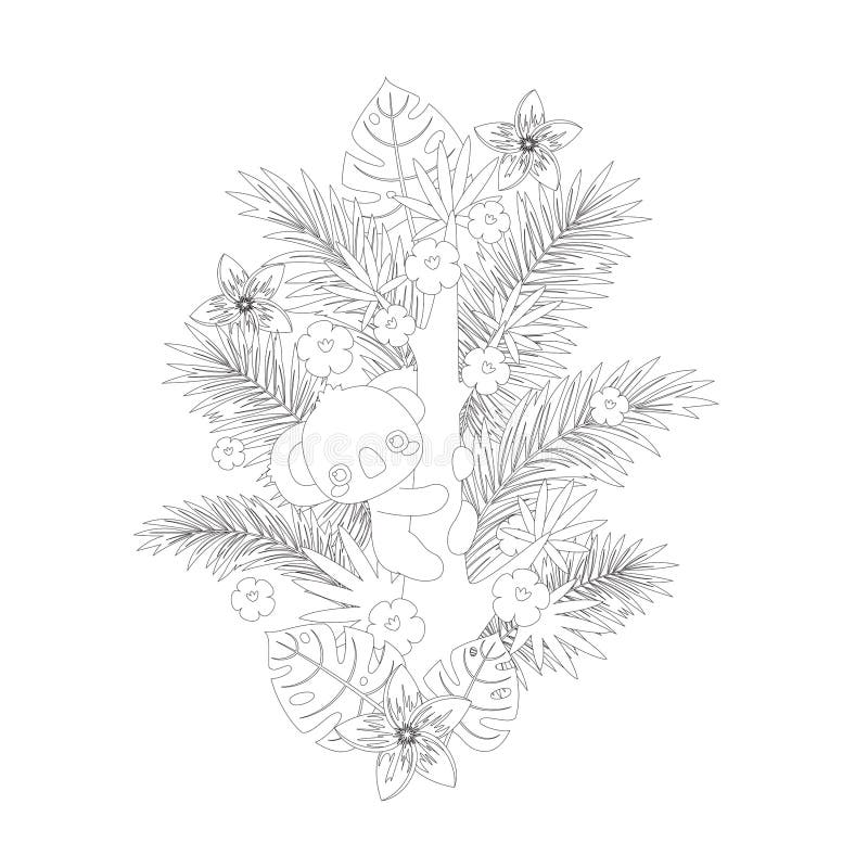 Koala Climbing on a Floral Tree. Cute Cartoon Vector Coloring Page ...