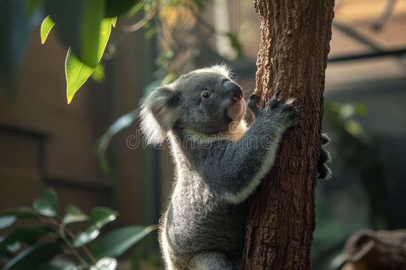 Koala climbing a tree stock illustration. Illustration of gray - 311749669