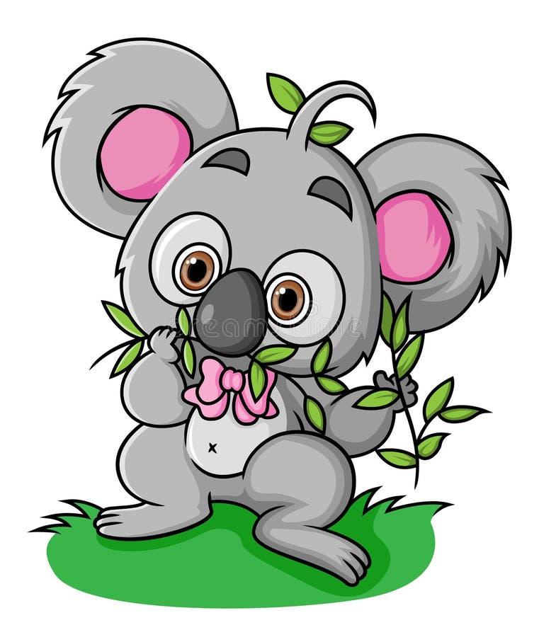 The Koala is Eating Foliage in the Garden Stock Vector - Illustration ...