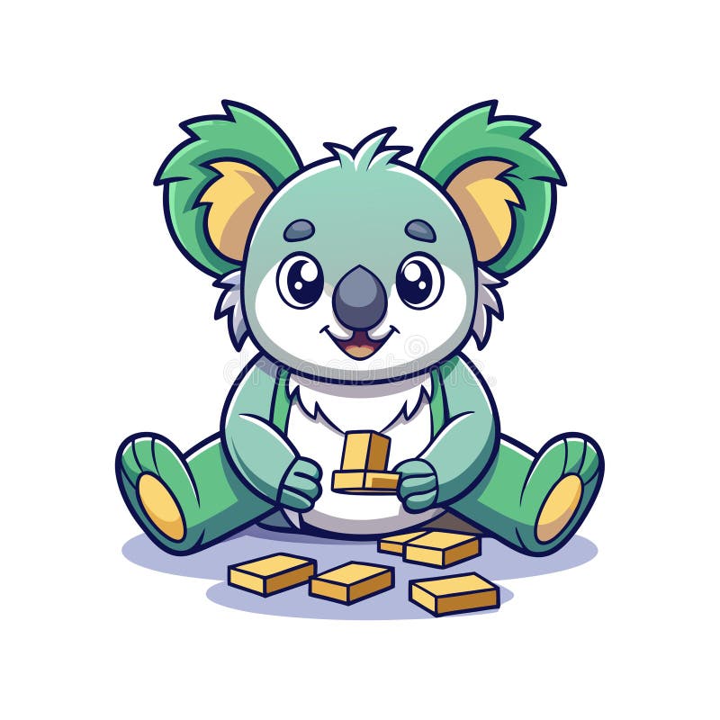 Koala Engaged in Model Building Illustration Stock Image - Illustration ...