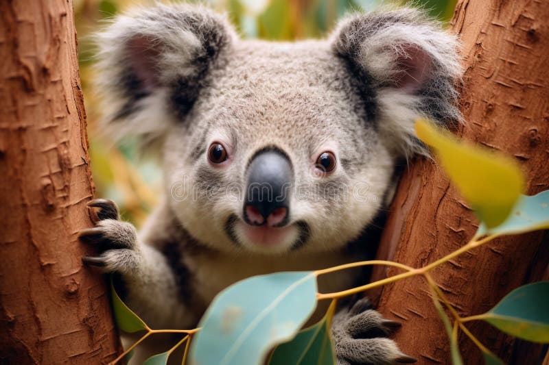 A Koala on an Eucaliptus Tree Stock Illustration - Illustration of ...