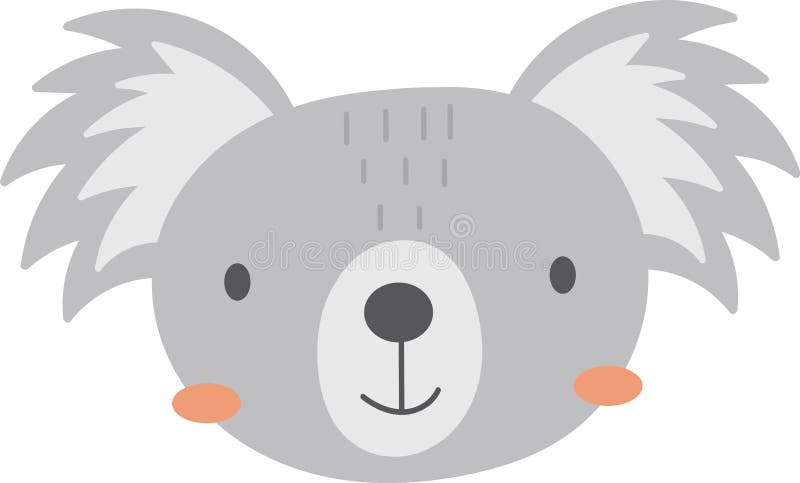 Koala Face Cartoon stock vector. Illustration of happy - 290251608