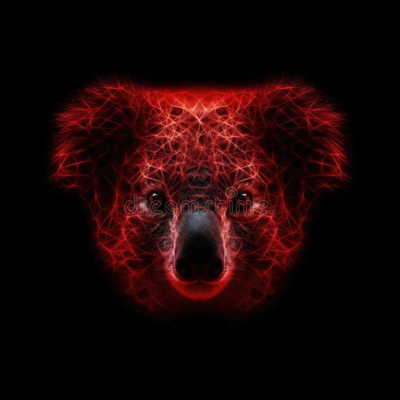 Koala Face Heart Shape in Red Fire on Black Background. Generative AI ...