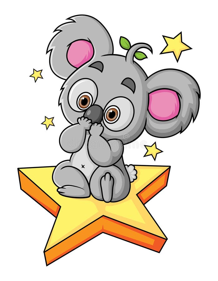 The Koala is Happy Looking the Stars and Sitting on the Star Stock ...
